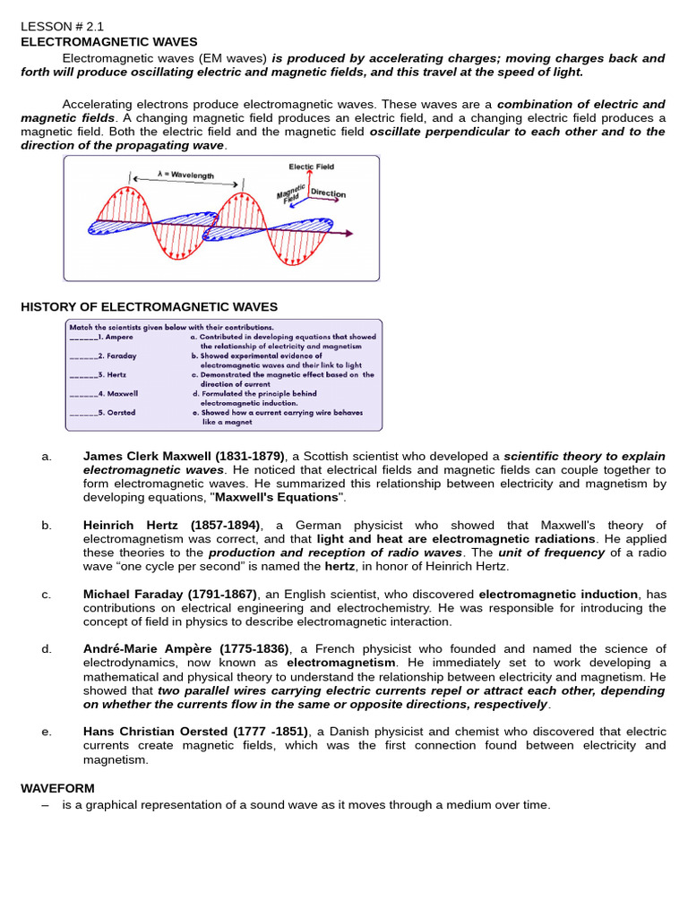LESSON 2.1 | PDF | Electromagnetism | Waves