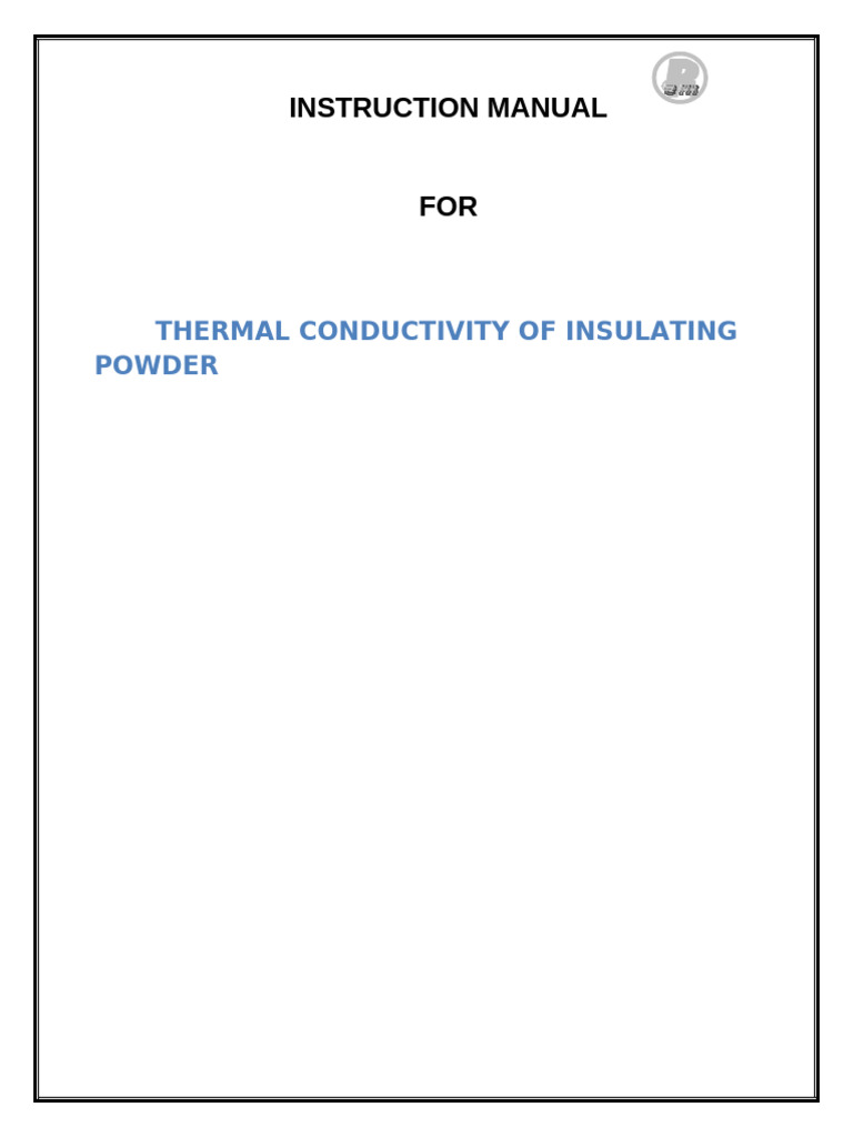 Thermal Conductivity of An Insulating Powder | PDF | Thermal Insulation ...
