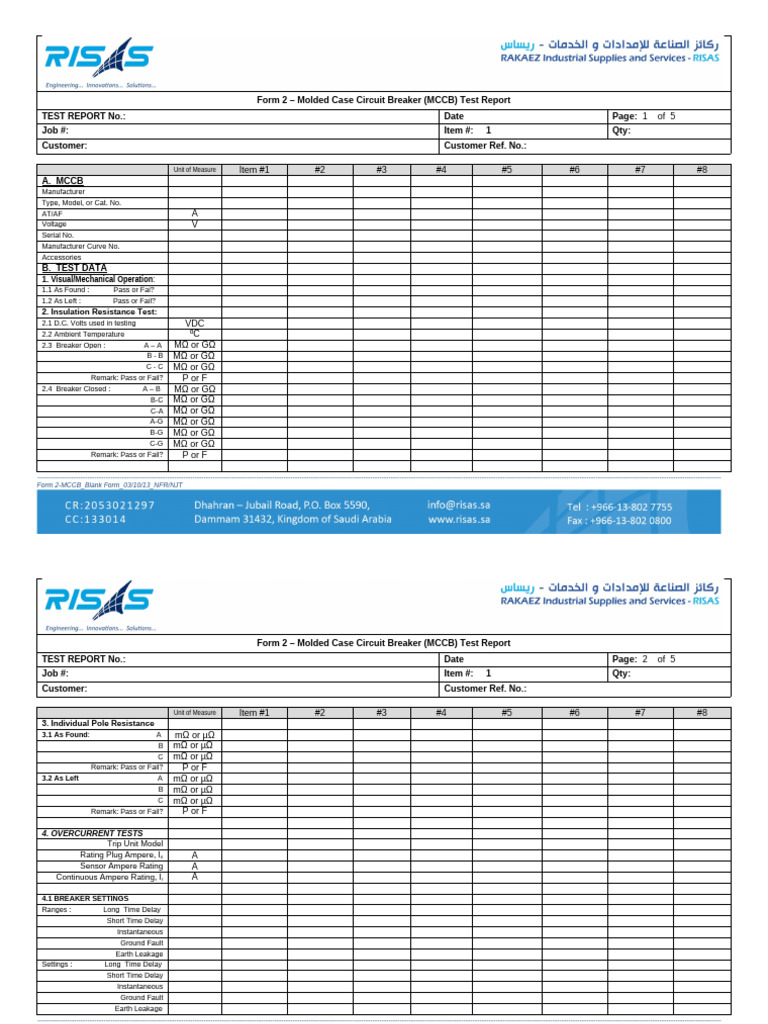 Form 2 - MCCB - Services Dept Manual - Rev 1 03 Oct 2013 | PDF ...