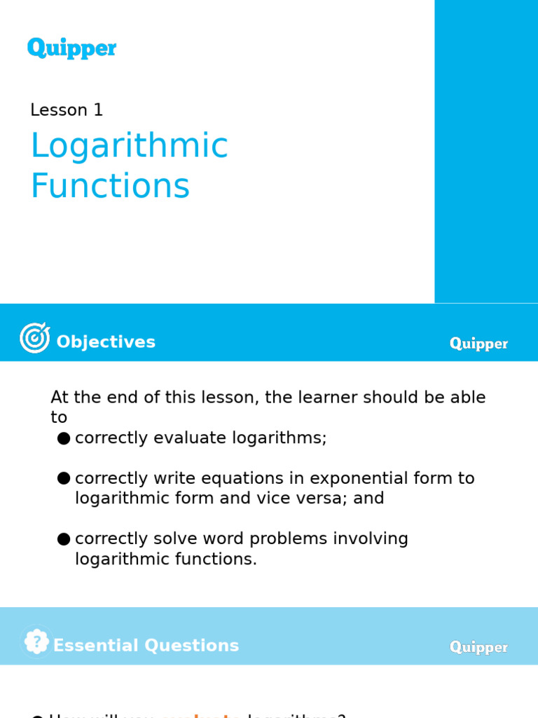 Logarithmic Functions | PDF | Exponential Function | Logarithm