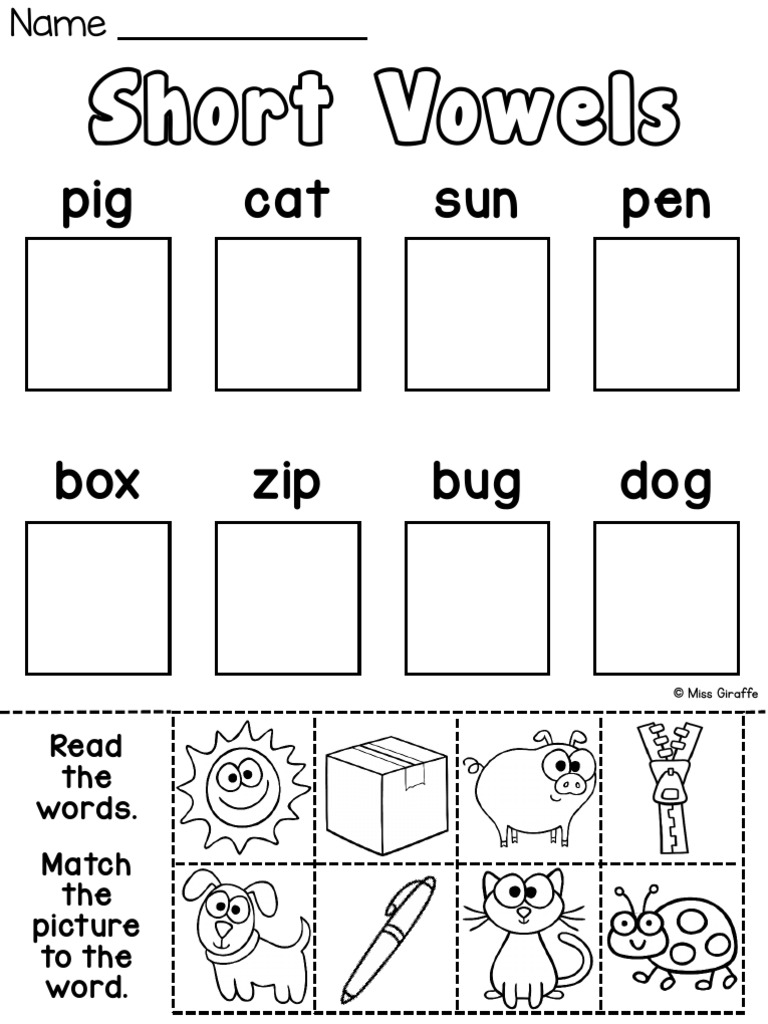 Short Vowel Review Worksheets | PDF