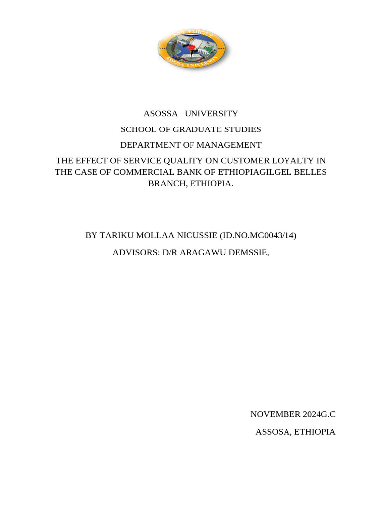 Tariku Final Submission Paper | PDF | Customer Satisfaction | Customer