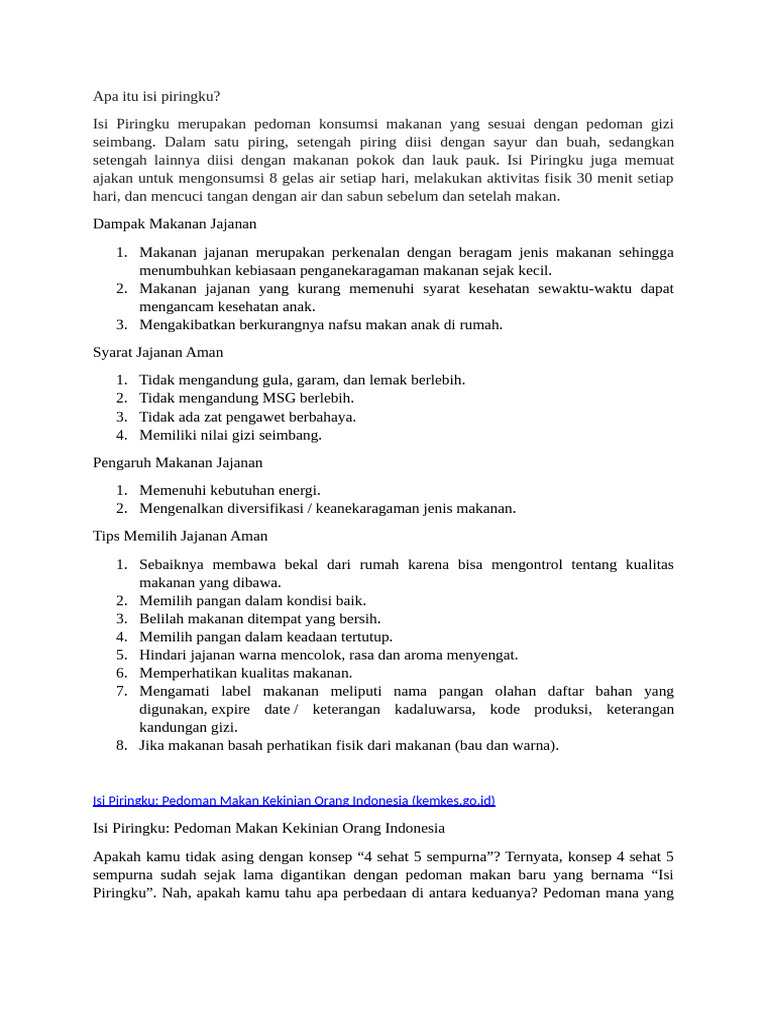 Apa Itu Isi Piringku Rangkuman | PDF