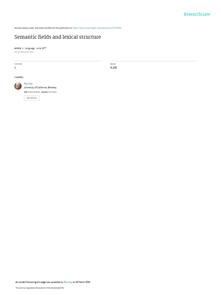 Review of Lehrer Semantic Fields | PDF | Theory | Semantics