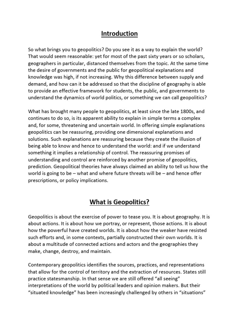 Classical Geopolitical Theories in The C | PDF | Geopolitics | Global ...
