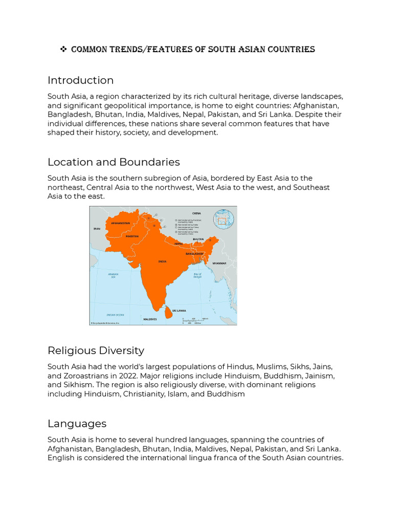 South Asia: Trends and Features Overview | PDF | South Asia | Asia