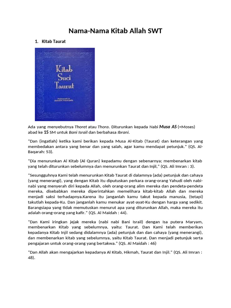 Nama-Nama Kitab Allah SWT | PDF