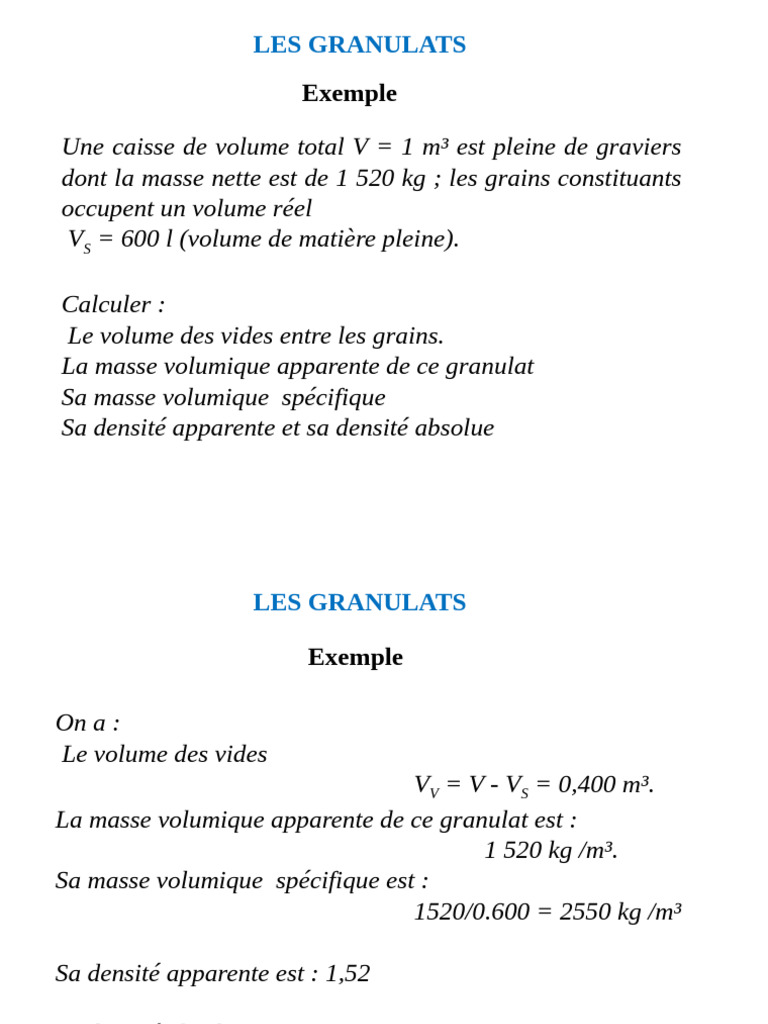 EXAMPLES Pour Le Controle | PDF | Densité | Grandeur physique