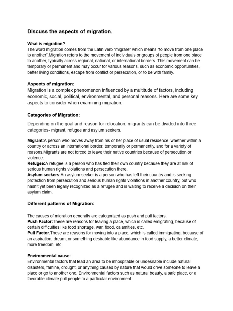 Aspects of Migration 3104 | PDF | Human Migration | Asylum Seeker