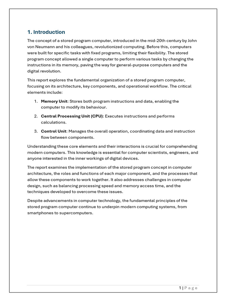 Stored Program Computer Architecture | PDF | Computer Data Storage | Central Processing Unit