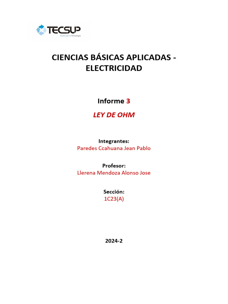 Laboratorio 3 - Ciencias Basicas | PDF | Ingenieria Eléctrica | Resistencia Eléctrica y Conductancia