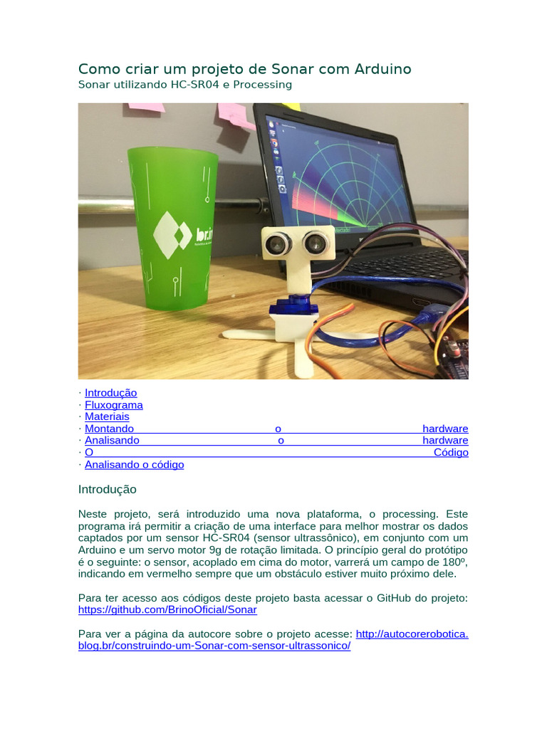 Como Criar Um Projeto de Sonar Com Arduino | PDF | Arduino | Tempo