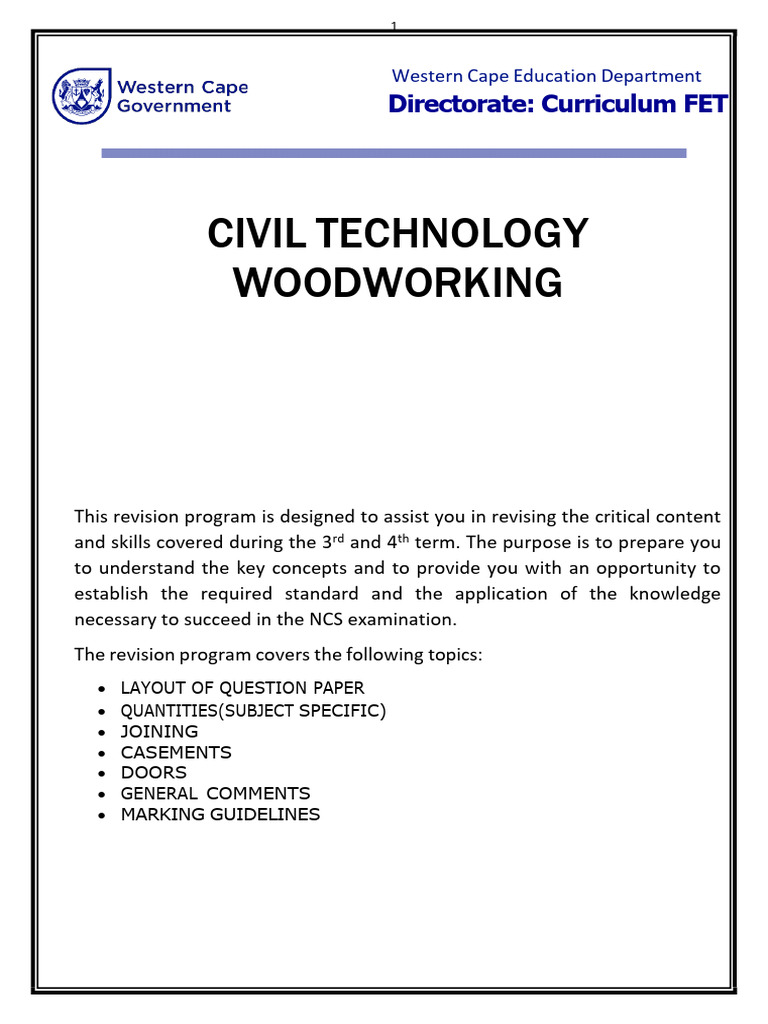 Grade 10 Civil Technology Revision Guide | PDF | Door | Length