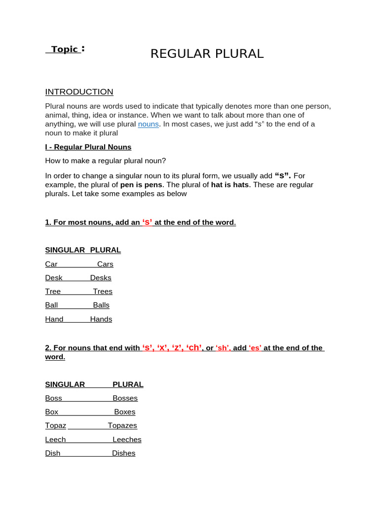 Regular and Irregular Plural | PDF | Plural | Grammatical Number