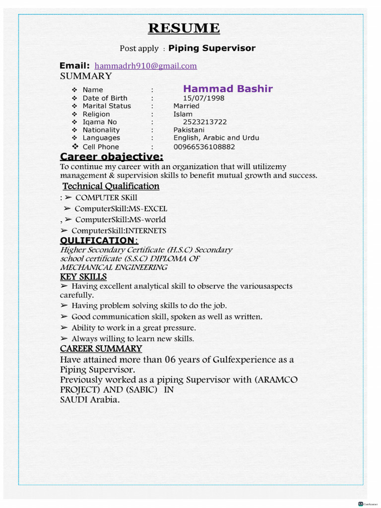 Hammad Bashir Resume 20240910054311 20240910100912 | PDF