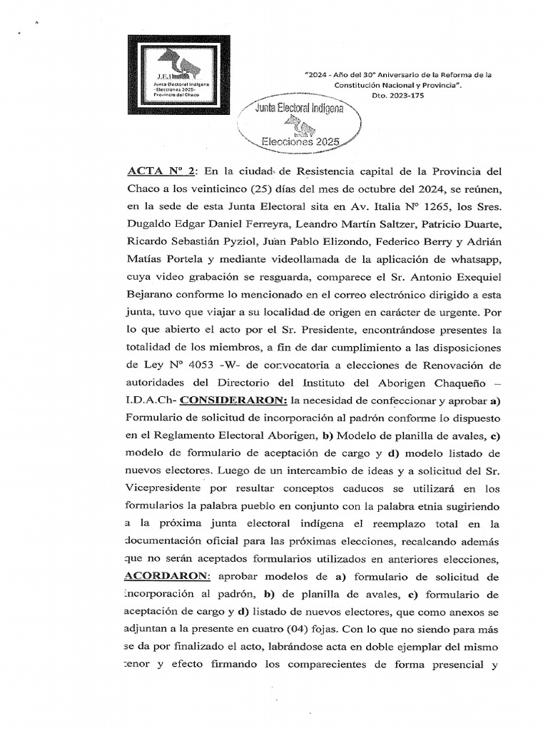 Acta #2 Junta Indigena | PDF