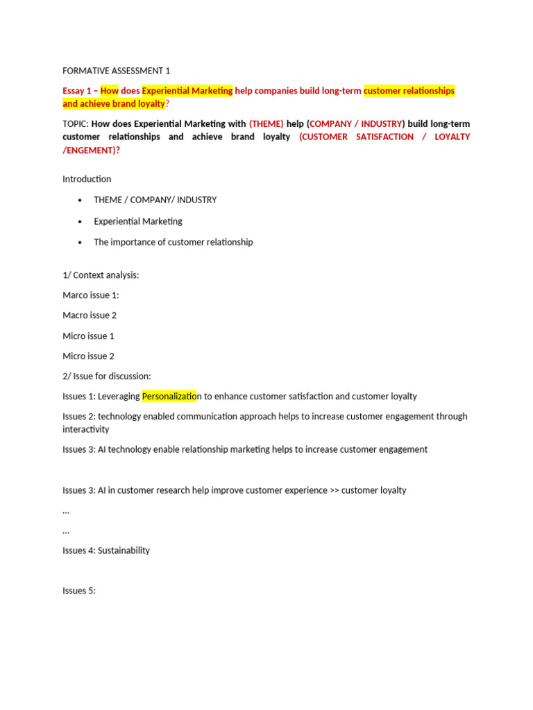FORMATIVE ASSESSMENT 1 Outline | PDF