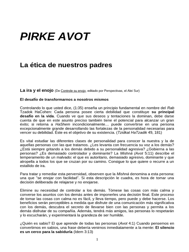 Pirke Avot | PDF | Ira | Amor