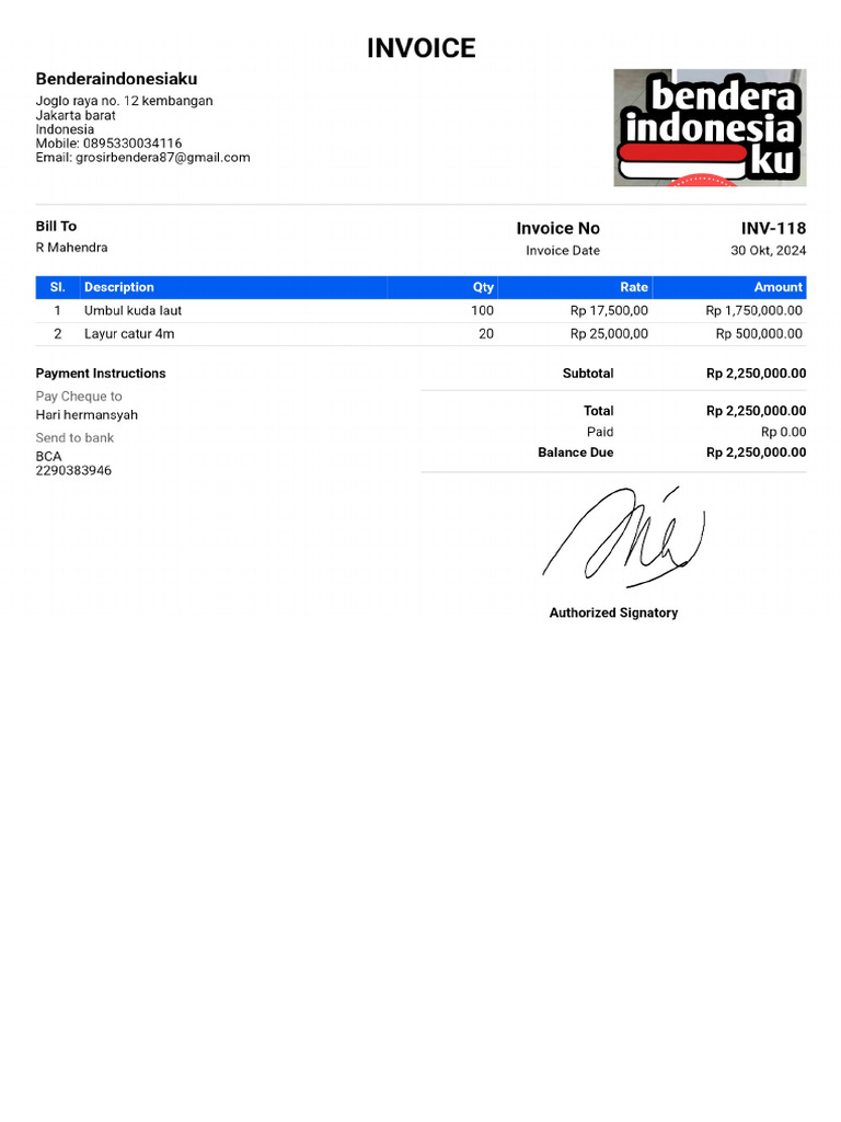Invoice INV 118 | PDF