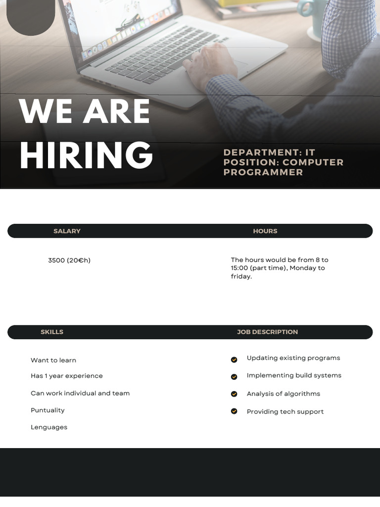 Job Advert | PDF | Computers