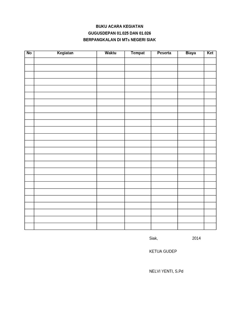 Buku Acara Kegiatan | PDF