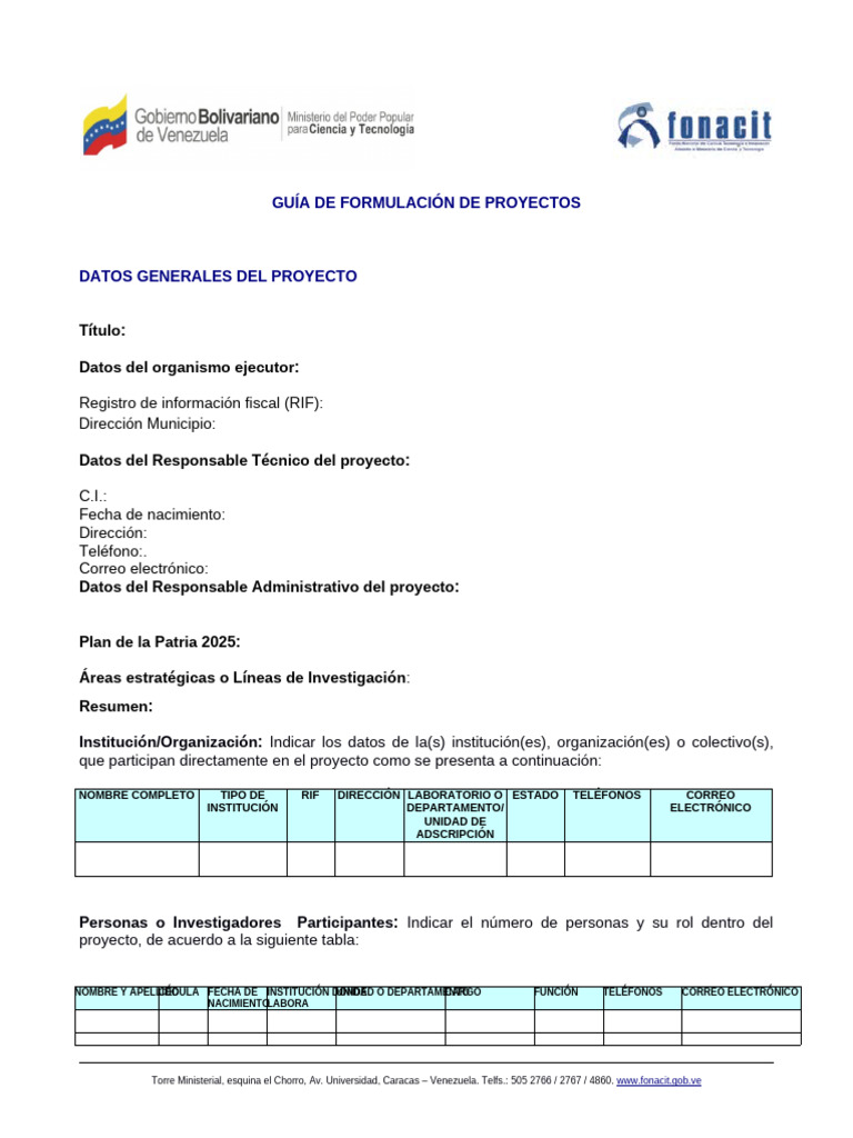 Formulación de Proyectos en Fonacit | PDF
