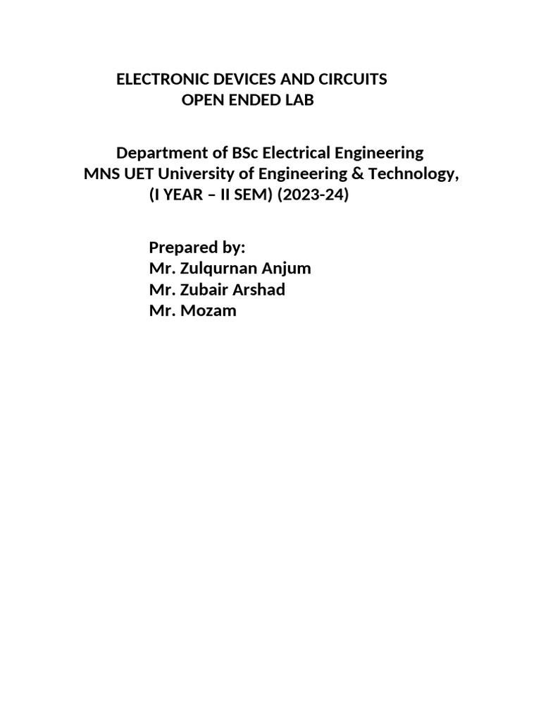 Electronic Devices & Circuits Lab | PDF | Capacitor | Power Supply