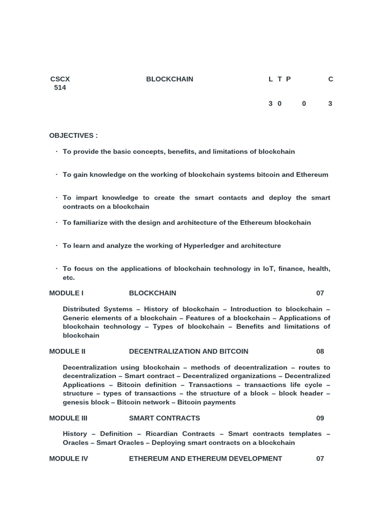 Blockchain Module 1 Pdf Bitcoin Cryptocurrency