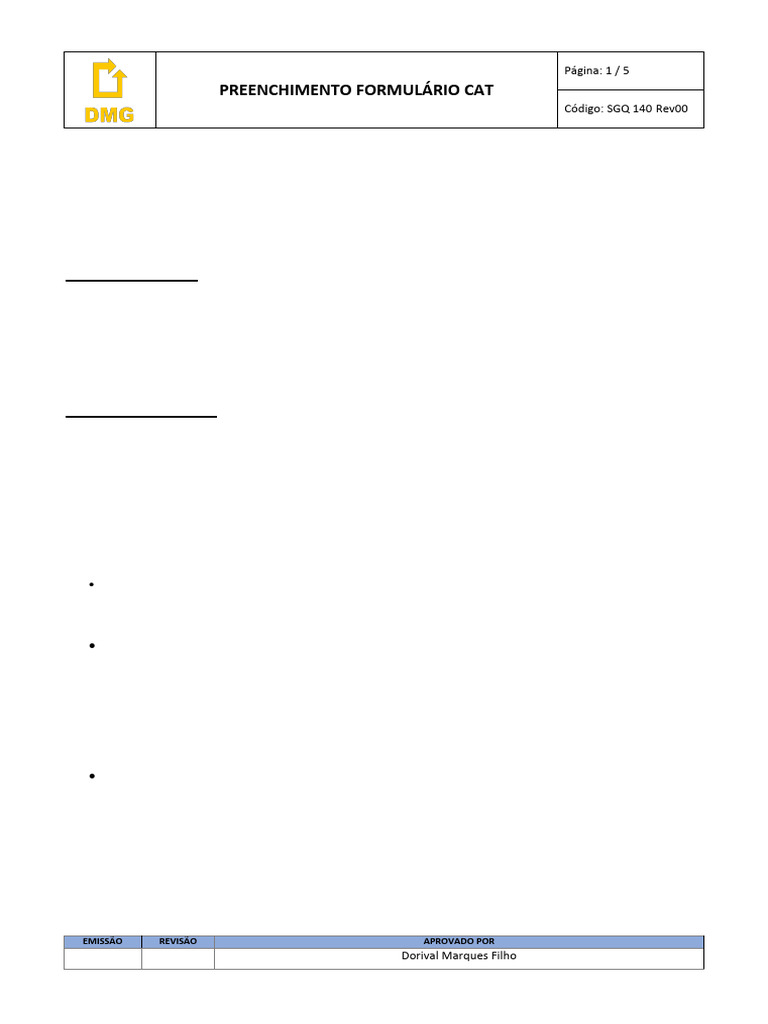 Preenchimento do Formulário CAT: Guia Completo | PDF | Direito | Tecnologia e Engenharia