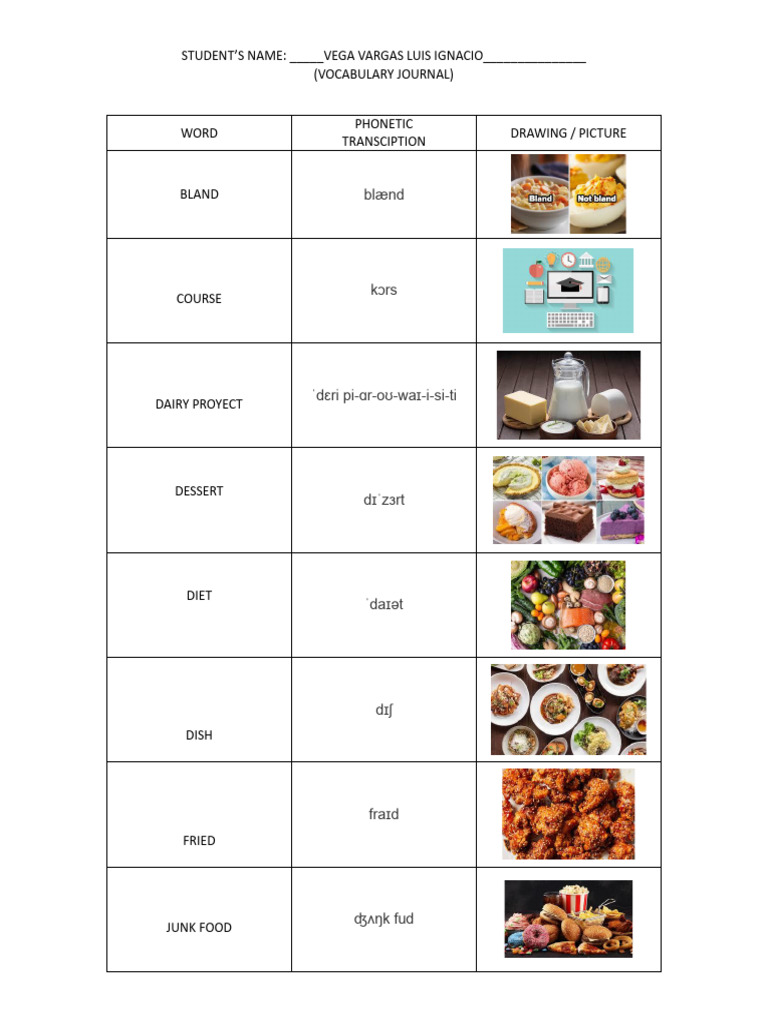 Vocabulary Journal Template | PDF | Language Arts & Discipline | Wellness