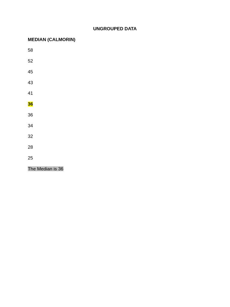 Median - Ungrouped Data | PDF