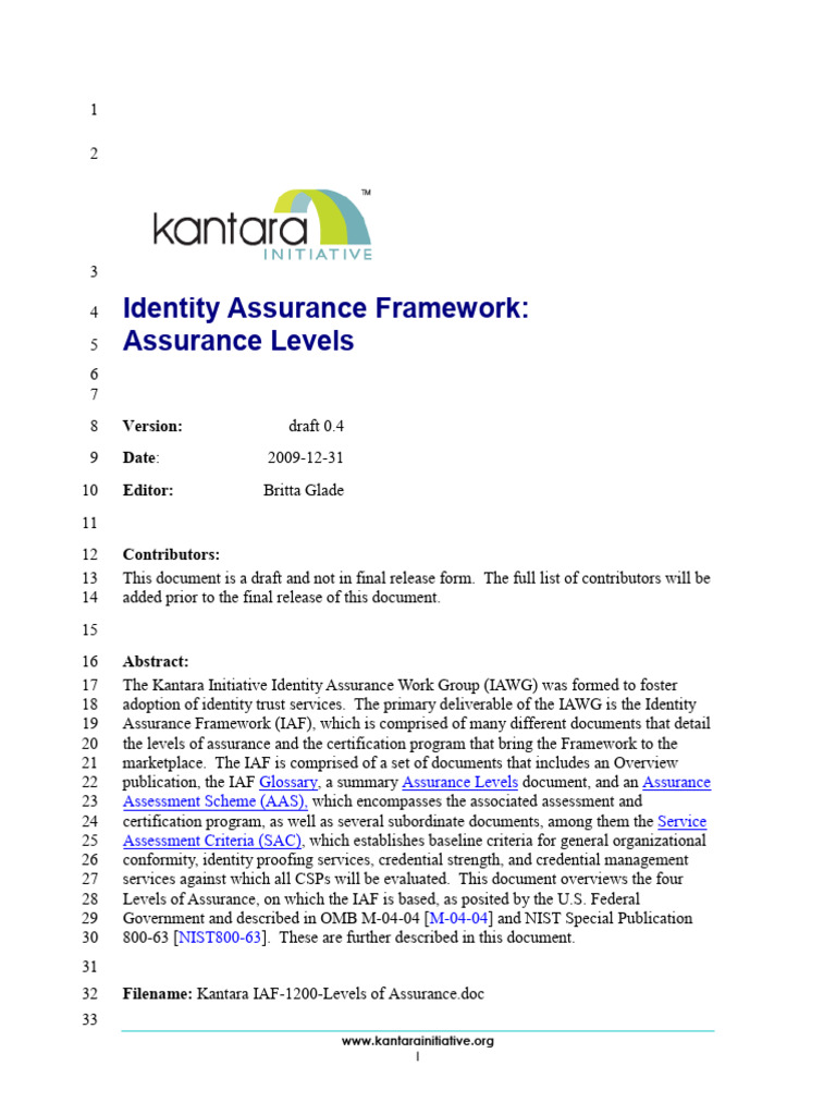 Kantara IAF-1200-Levels of Assurance | PDF | Authentication | Computer ...