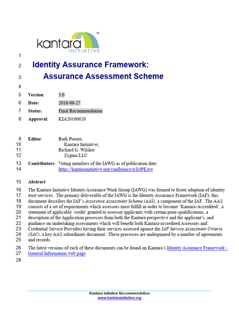 Kantara IAF-1300 Assurance Assessment Scheme v5.0 | PDF | Intellectual ...
