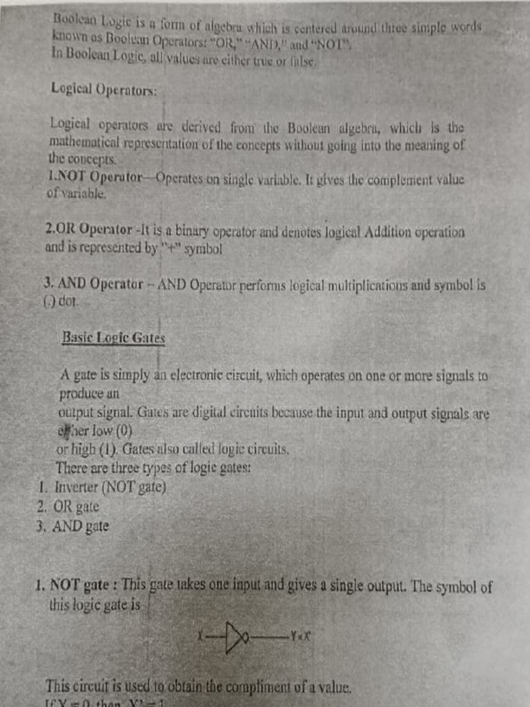 CS Notes 3 School | PDF | Logic Gate | Boolean Algebra