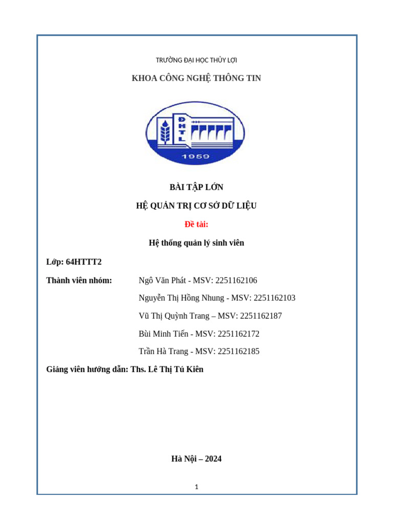 BTL HQTCSDL23-1 | PDF