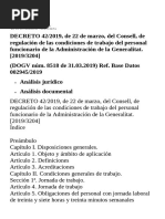 DECRETO 42-2019 Regulación de Las Condiciones de Trabajo Del Personal Funcionario de La ...