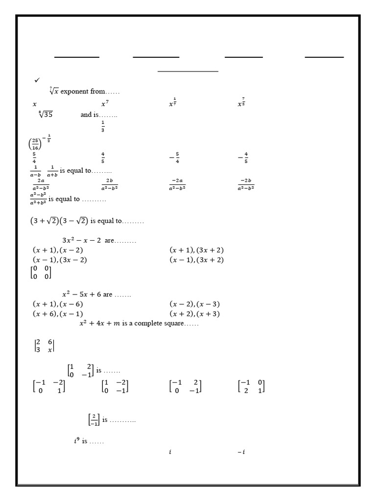 class 9 math paper | PDF | Square Root | Mathematical Concepts