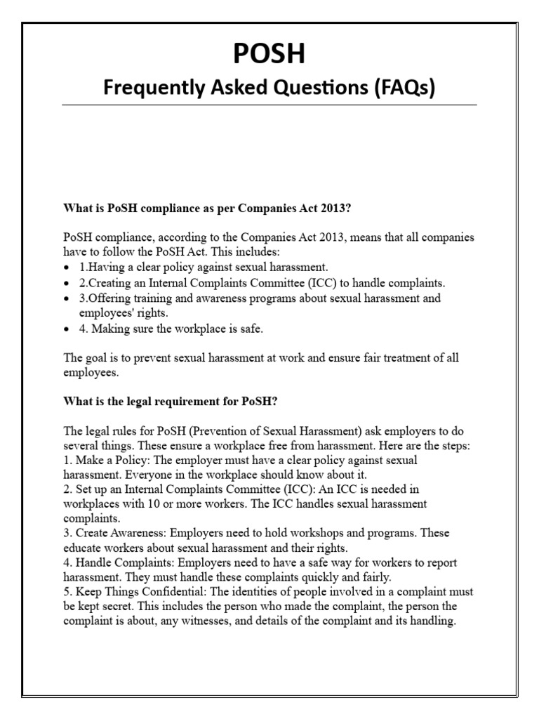 Understanding the PoSH Act Compliance | PDF | Sexual Harassment ...