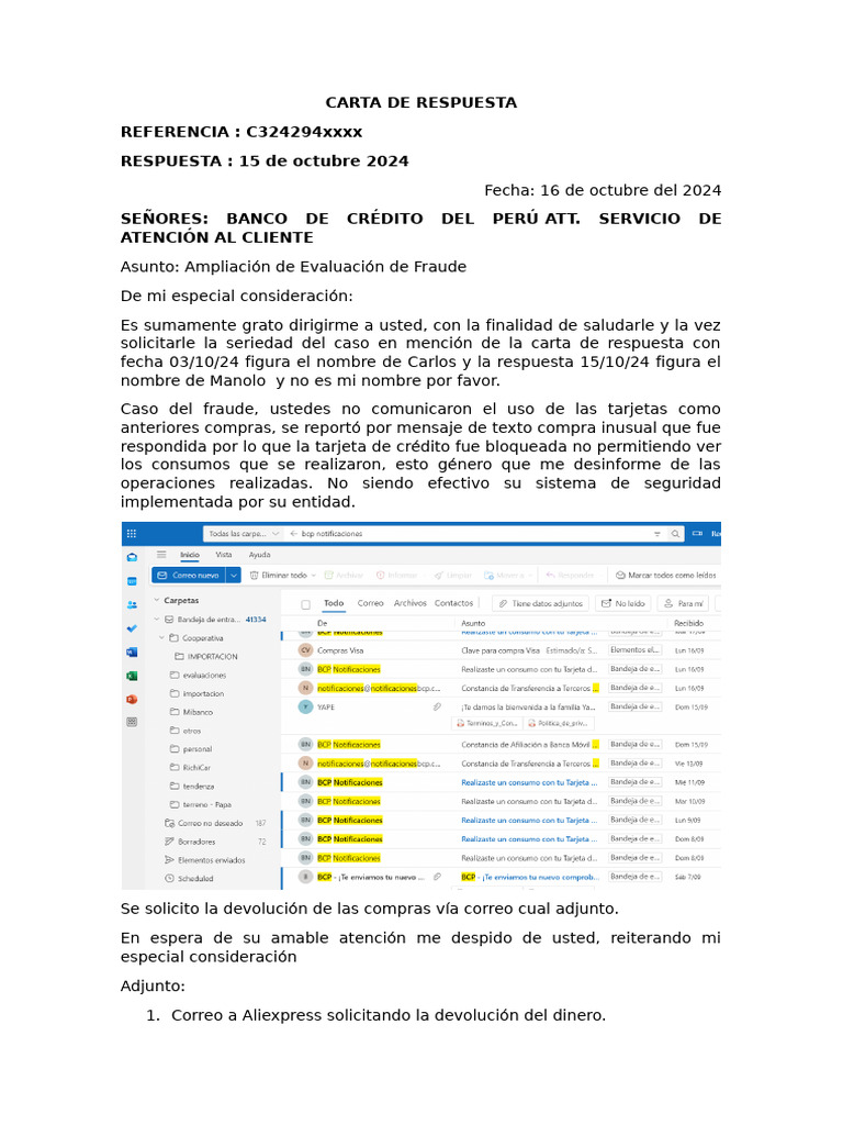 Carta Respuesta BCP | PDF