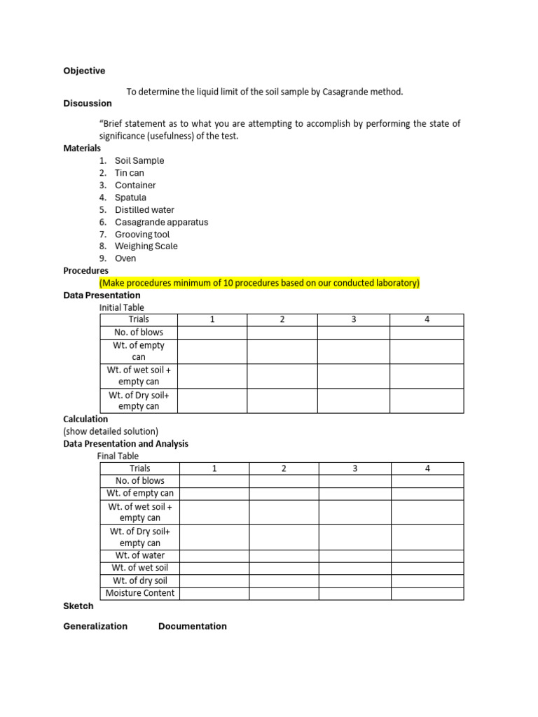 Laboratory 3 Liquid Limit Test | PDF