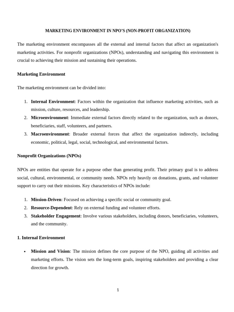 The Marketing Environment For NPOs | PDF | Nonprofit Organization | Marketing