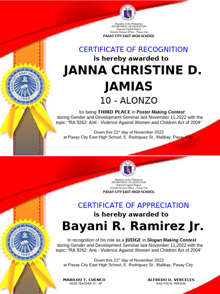 Gad Cert of Recognition | PDF