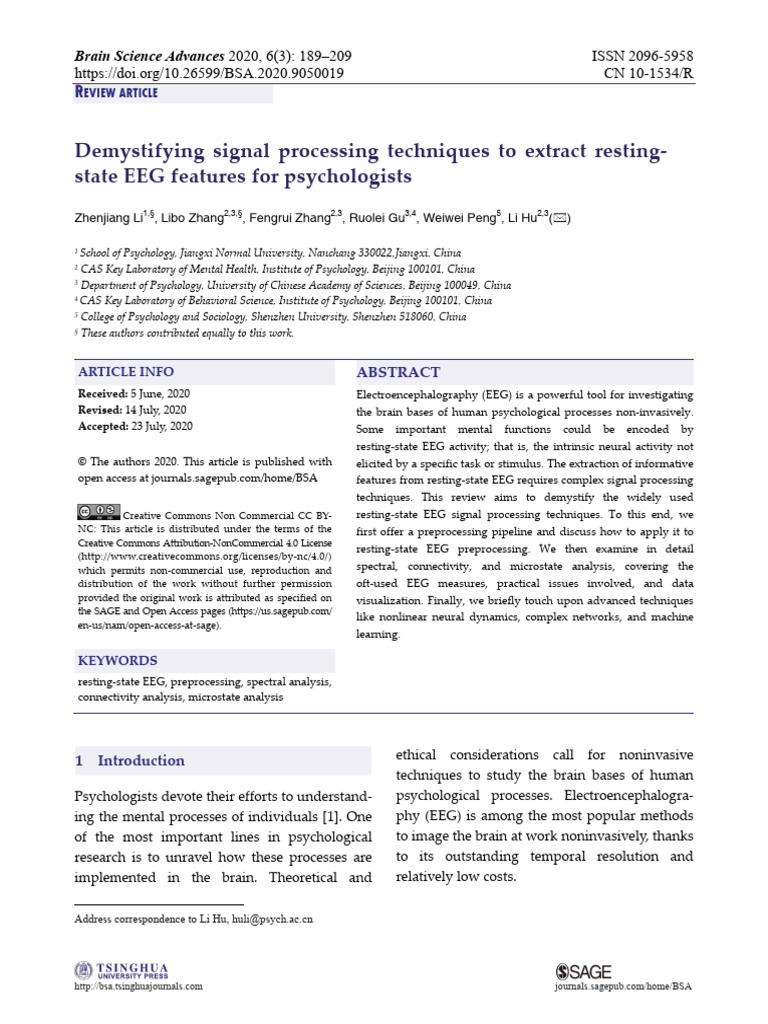 Li 2021 - Demystifying Signal Processing Techniques To Extract Resting-State EEG Features For ...