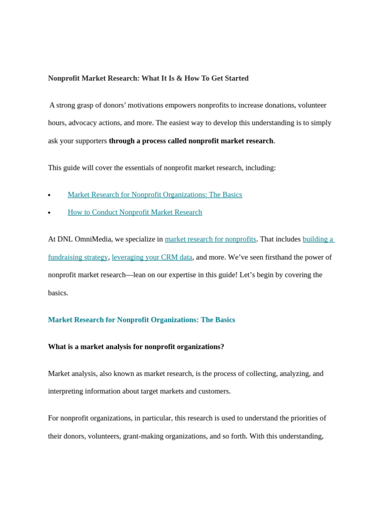 Nonprofit Market Research Guide | PDF | Survey Methodology ...