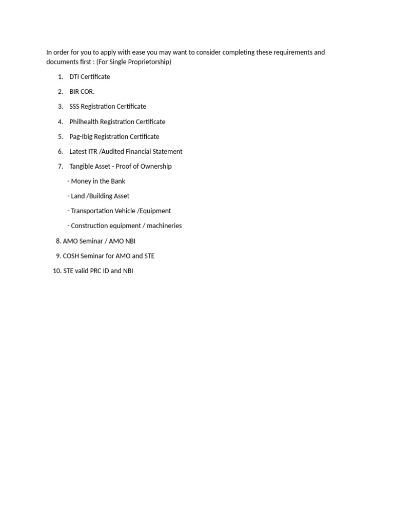 PCAB Requirements and Documents First | PDF