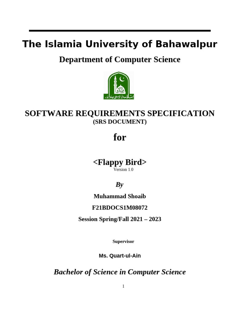 SRS - Final Year Project (Flappy Birds) Software Requirements ...
