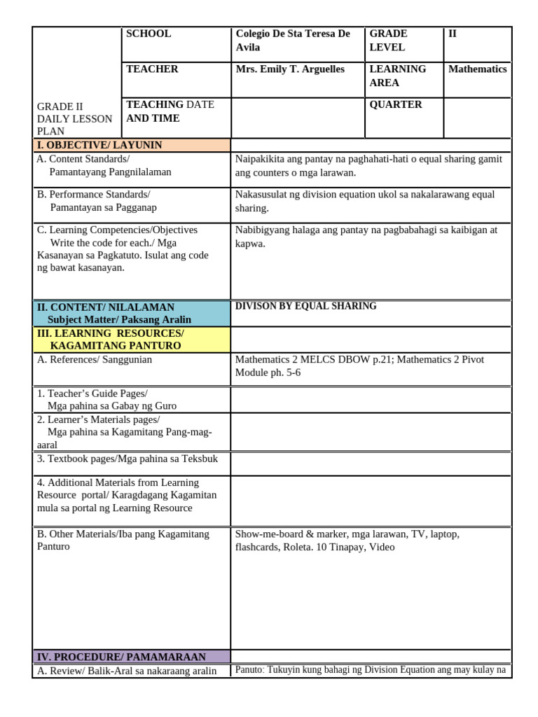 Lesson Plan SAmple | PDF