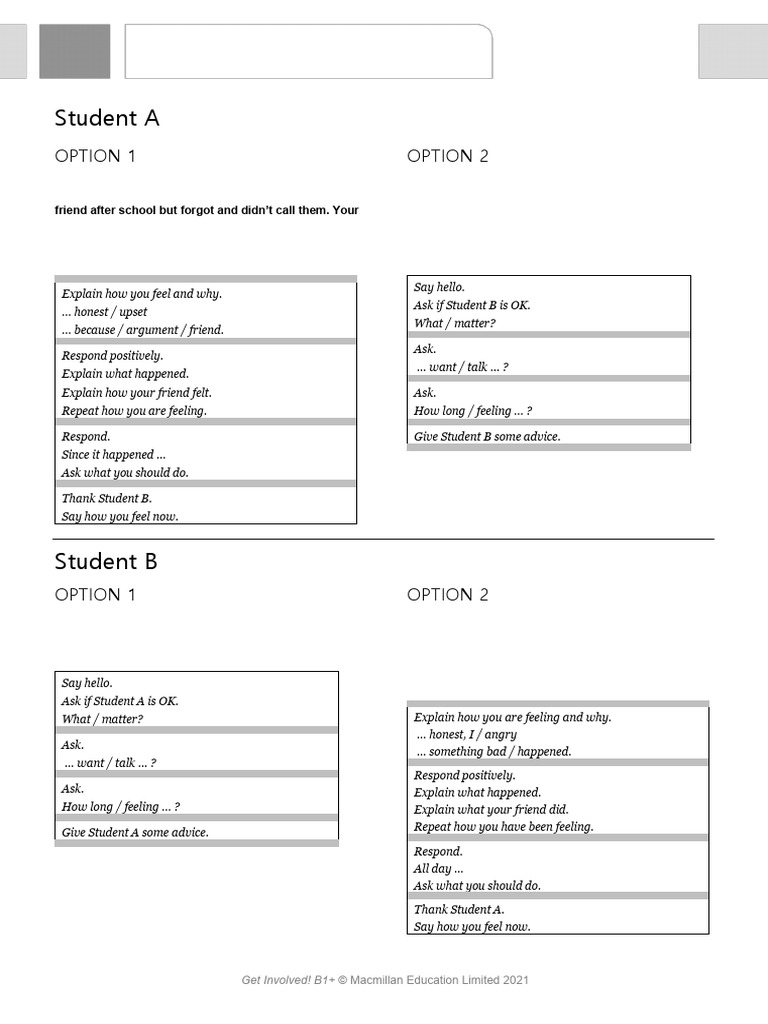 Gi B1plus U1 Test Speaking Task Pdf Language Arts Discipline