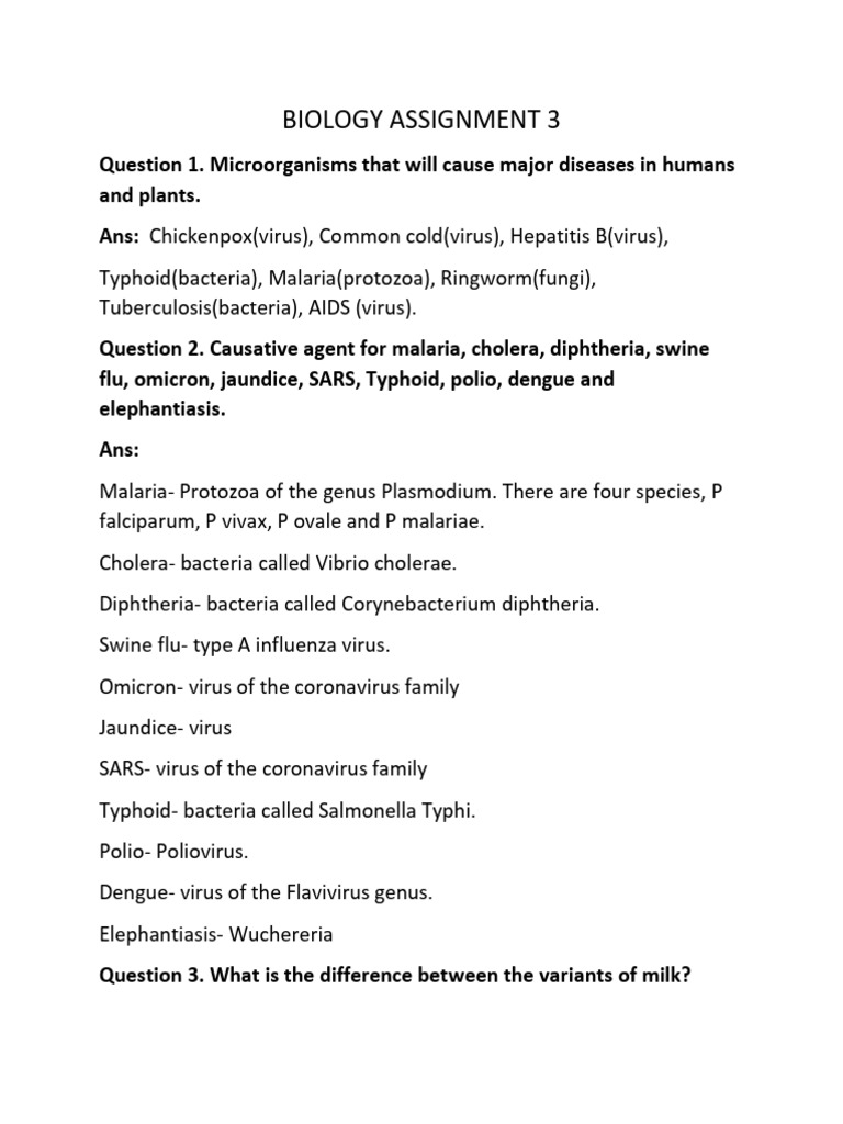 Biology Assignment 3 | PDF | Science & Mathematics