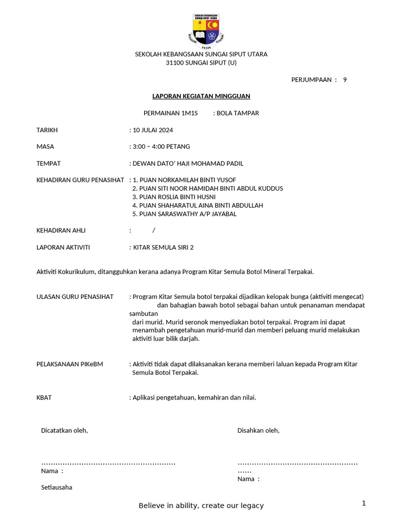 Laporan Minggu 9 - 10 Jul 2024 | PDF